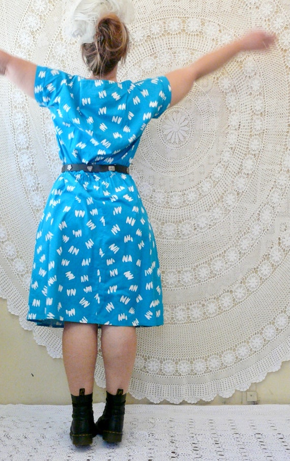 1980's Cass Label Day Dress - 100% Cotton Polkadot Pa… - Gem