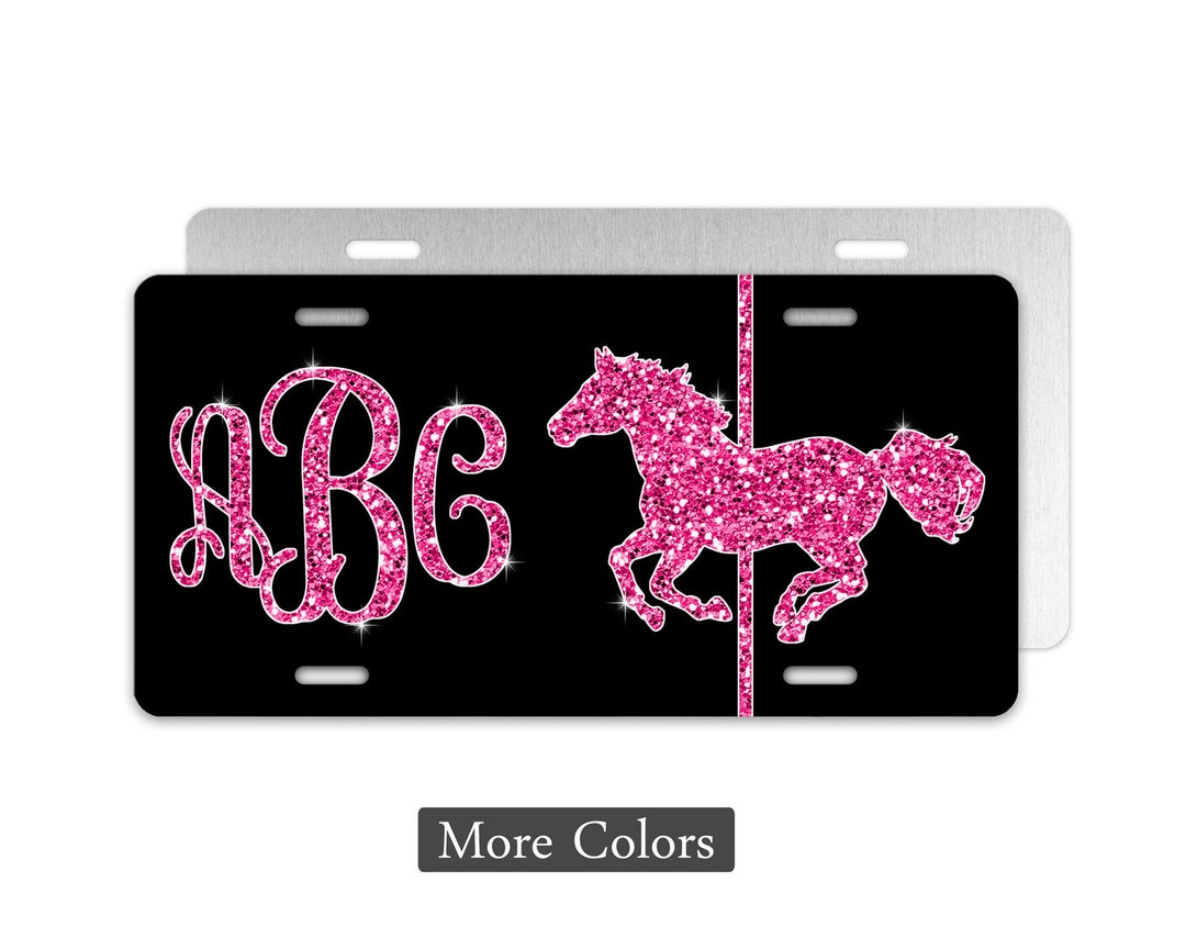 Personalized Carousel Horse License Plate: Faux Glitter Car Tag - Etsy