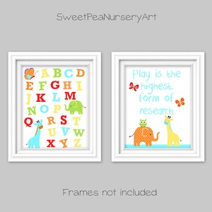 Alphabet Playroom Decor Kids Bedroom Art Nursery Art Elephant - Etsy