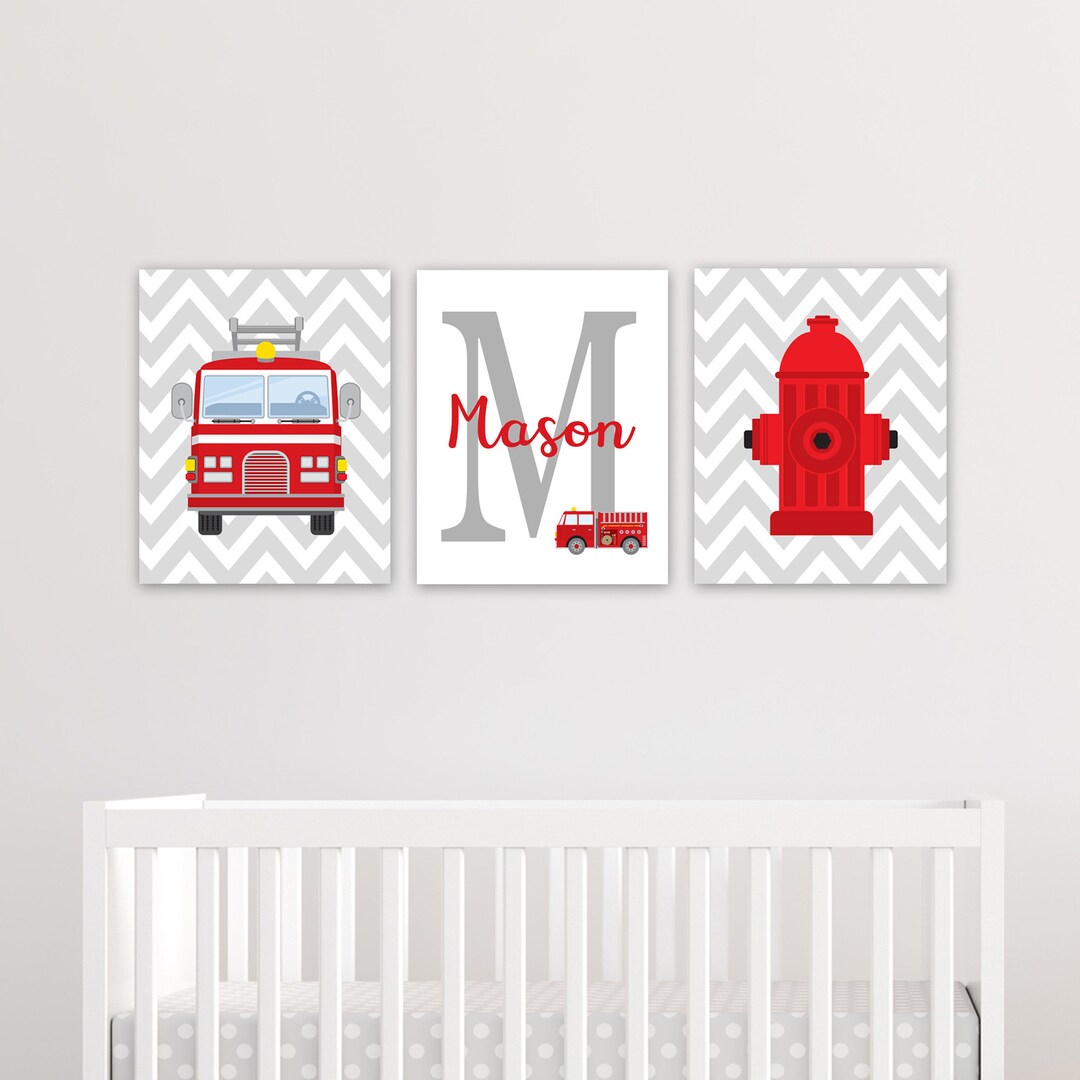 Fireman Nursery Art, Firefighter Decor, Kids Firefighter Room, Baby Boy ...