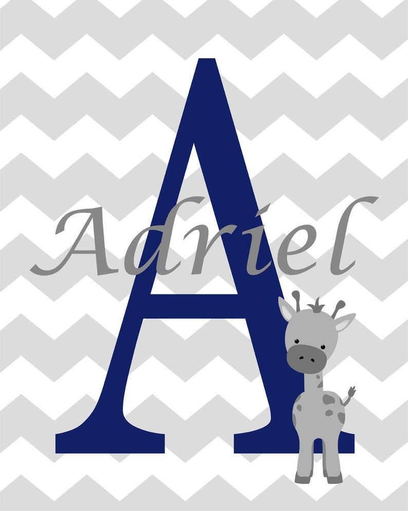 Baby Monogram Print Giraffe Name Print Giraffe Monogram Zoo - Etsy