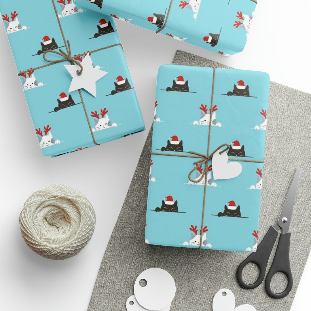 Cats Christmas Gift Wrap, Cute Christmas Cats Wrapping Paper, Cat Gift ...