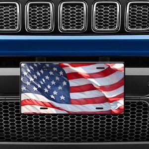 American Flag License Plate, Waving American Flag Front Car Tag ...