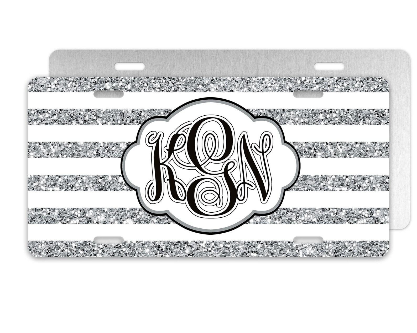 License Plate With Faux Glitter Stripes, Personalized Front Car Tag ...