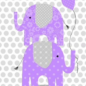 Elephant Nursery Art, Grey and Purple, Baby Girl Room Decor, Bible ...