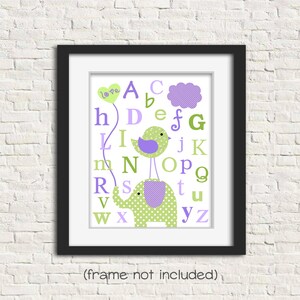 Alphabet Nursery Art, Purple and Green Nursery, Baby Girl Room Decor ...