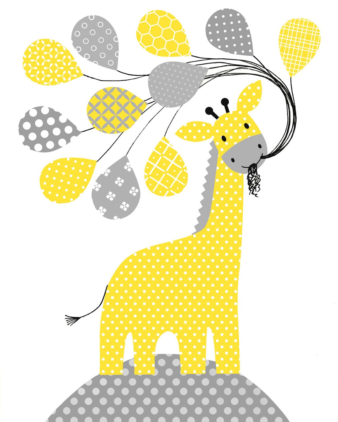 Giraffe Nursery Art, Grey and Yellow, Giraffe Baby Decor, Jungle ...
