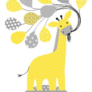 Giraffe Nursery Art, Grey and Yellow, Giraffe Baby Decor, Jungle ...