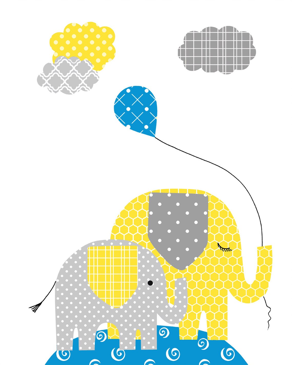 Elephant Nursery Decor Zoo Nursery Blue Grey Yellow Baby - Etsy