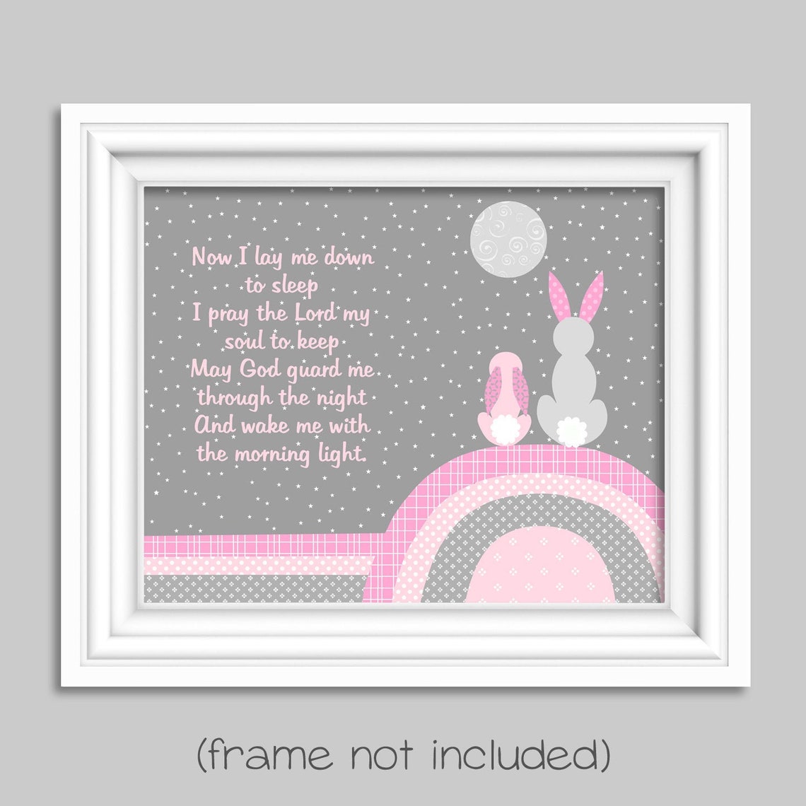 Rabbit Nursery Art Bedtime Prayer Print Bunny Nursery Art | Etsy