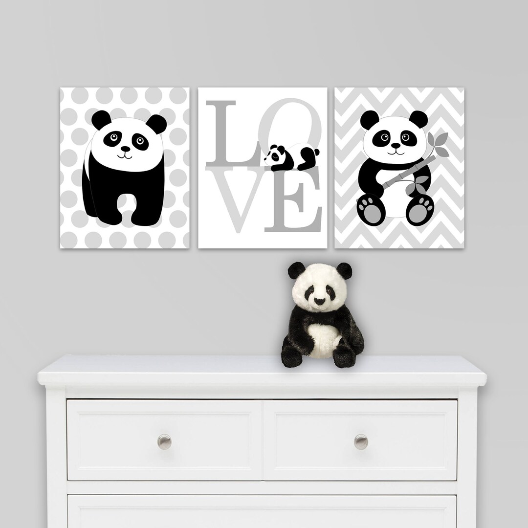 Panda Nursery Art, Panda Wall Decor, Panda Kids Decor, Gender Neutral ...