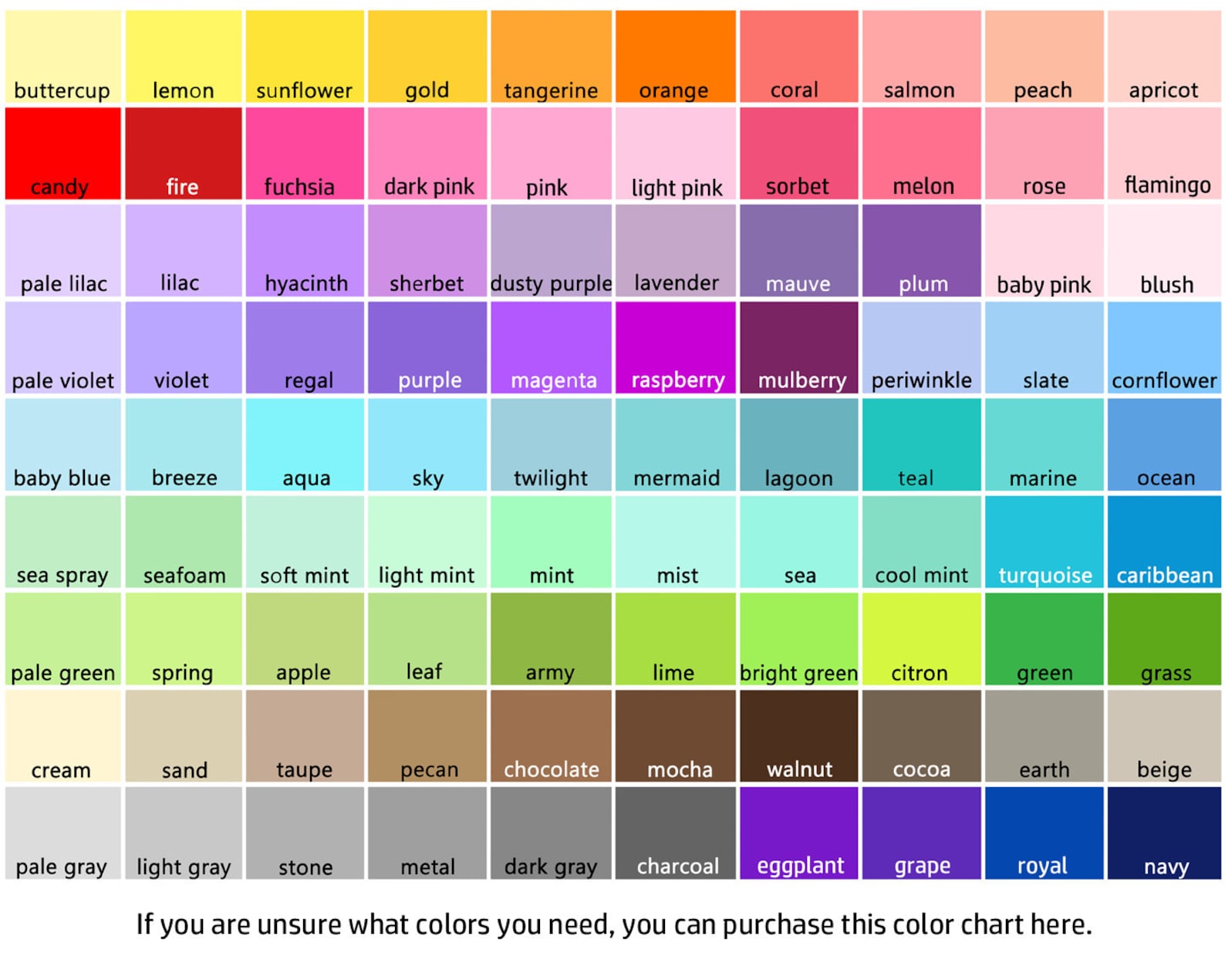 Color Chart Print: Custom Decor Matching, 8x10 Luster Photo Paper - Etsy