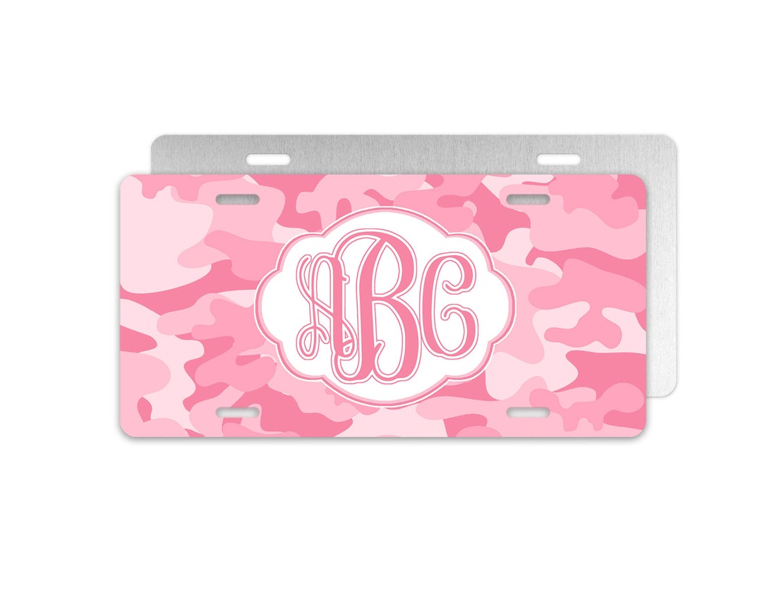 Pink Camouflage Personalized License Plate, Camouflage Monogram Car Tag ...