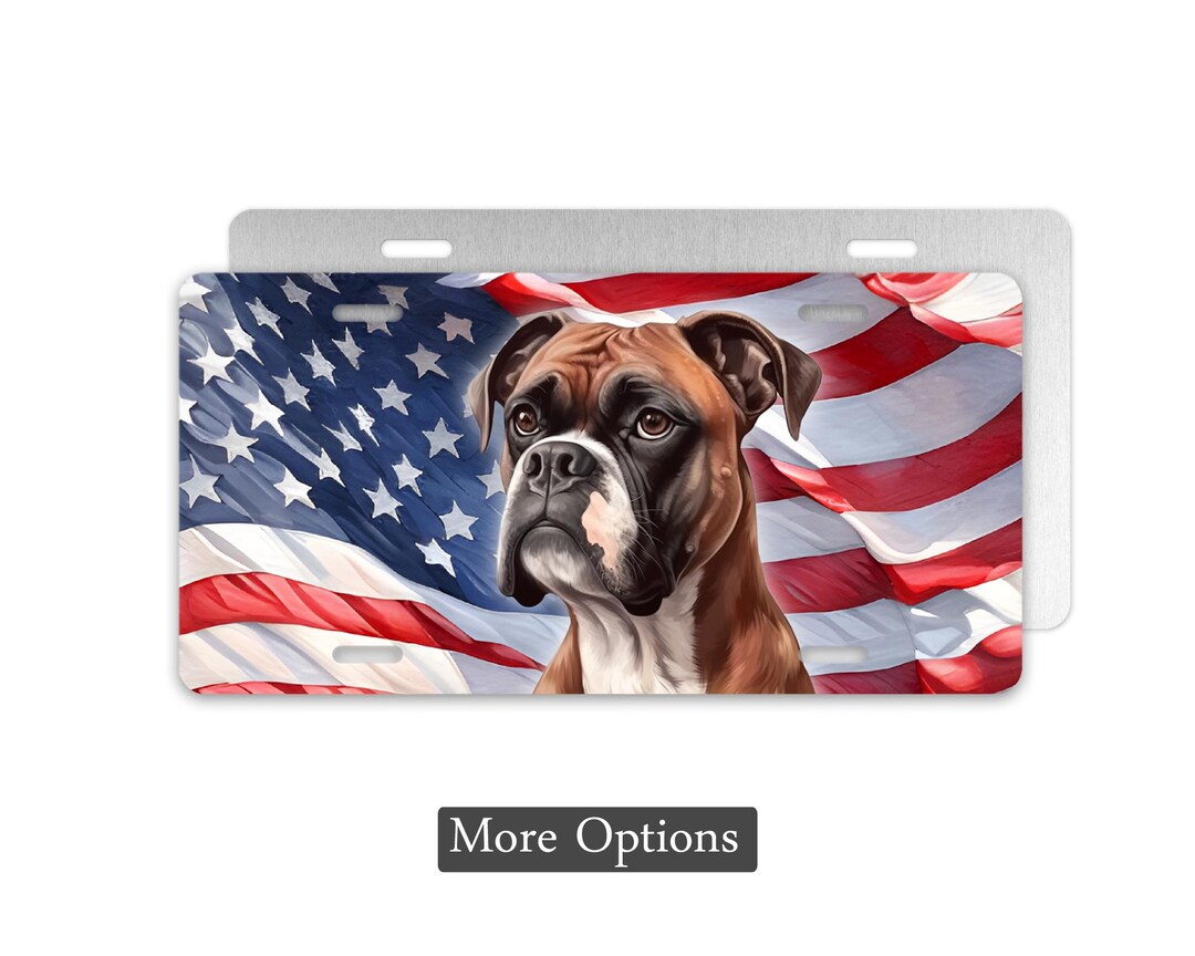 American Flag and Dog License Plate, Boxer Car Tag, Basenji Front ...
