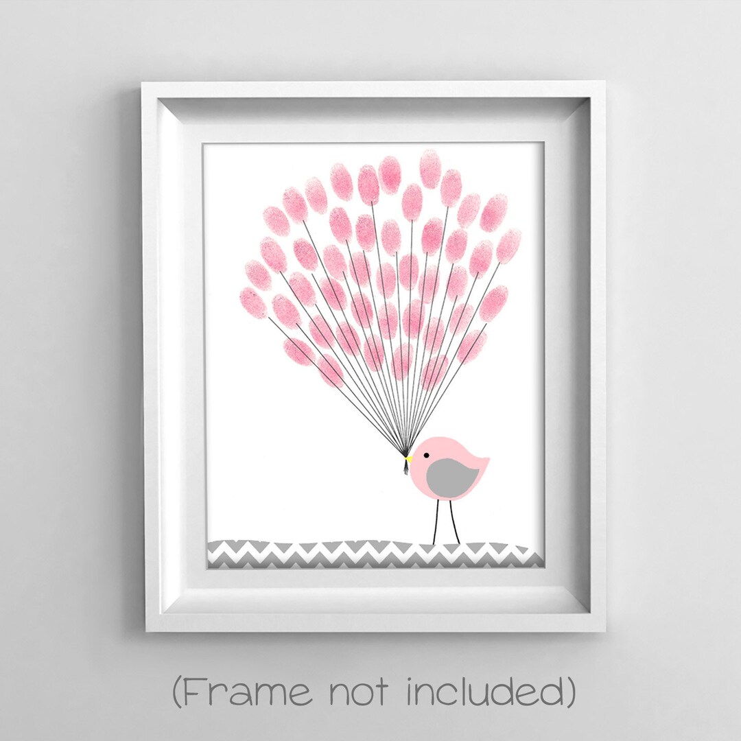 Bird Guest Book, Fingerprints, Baby Shower Accessories, Thumbprint ...