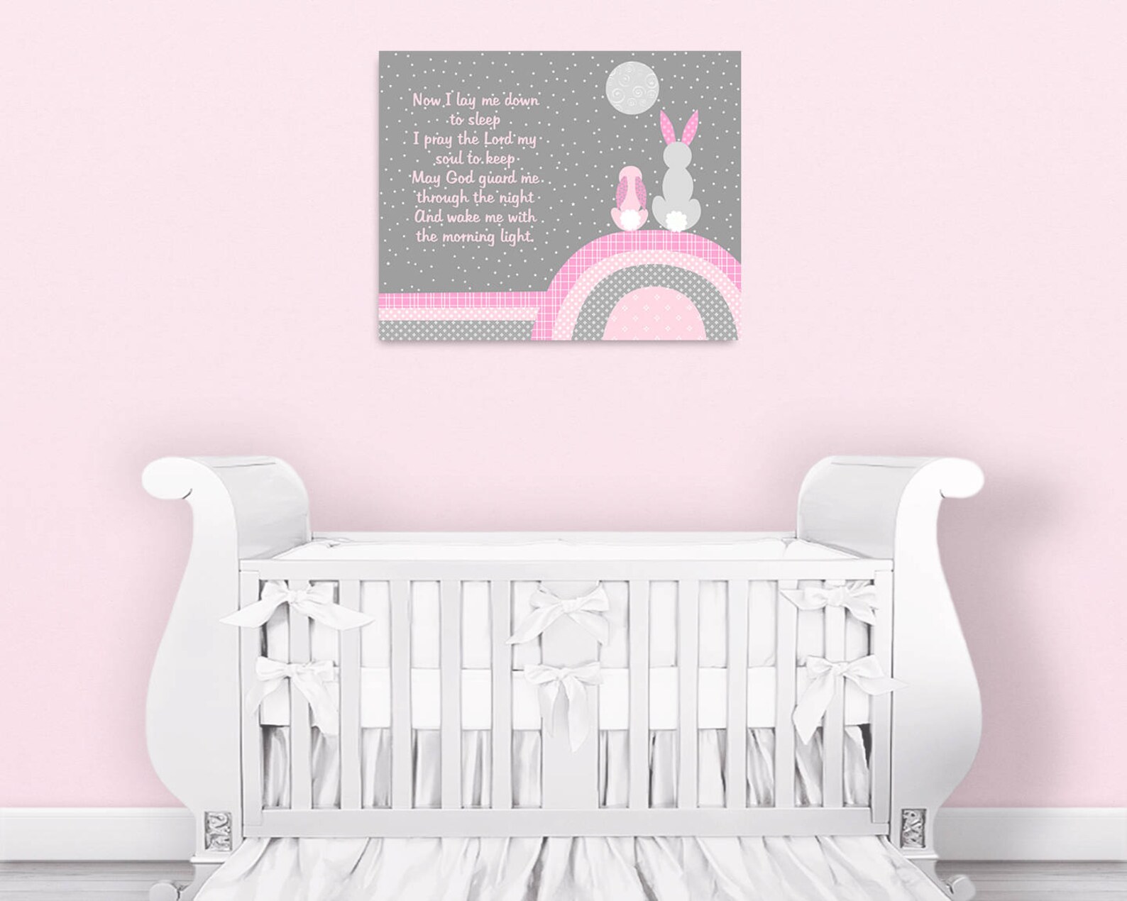 Rabbit Nursery Art Bedtime Prayer Print Bunny Nursery Art - Etsy