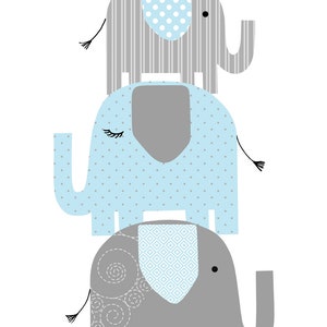 Elephant Nursery Decor, Baby Blue and Gray, Boy's Room Decor, Children ...