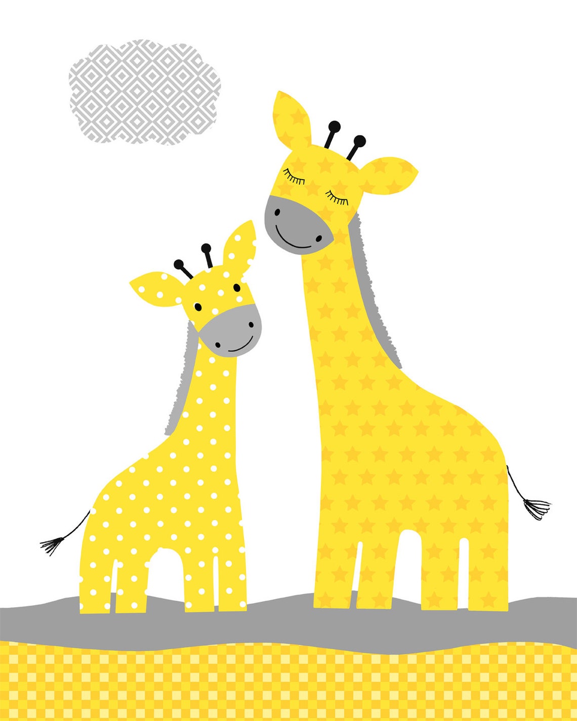 Giraffe Nursery Art Grey and Yellow Giraffe Baby Decor - Etsy