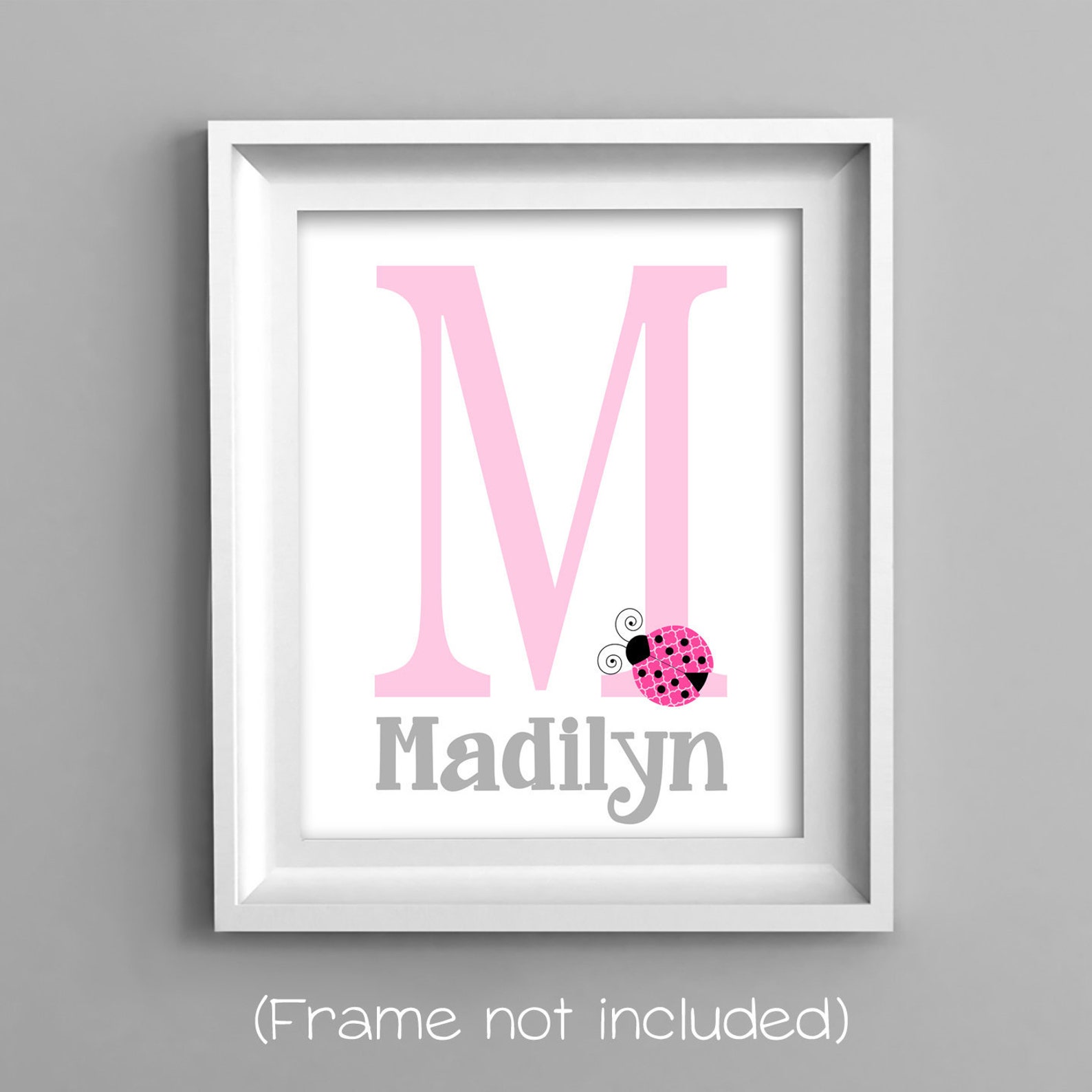 Monogram Print Ladybug Monogram Ladybug Nursery Art Girl | Etsy