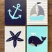 Nautical Nursery Wall Art, Aqua Grey Navy, Set of Four Prints, Beach ...
