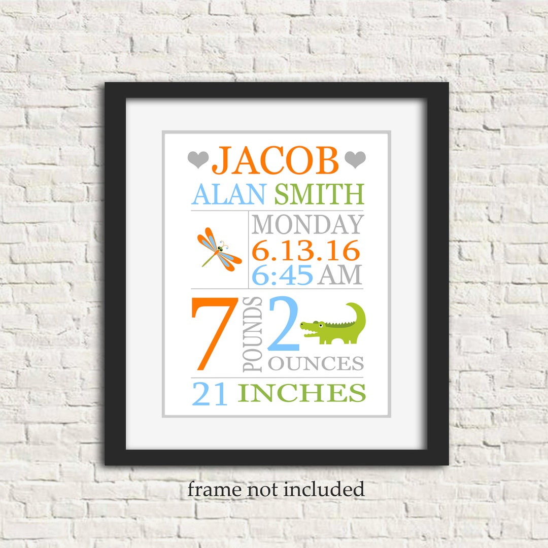 Custom Birth Stats Print, Baby Name Art, Personalized Baby Gift, Birth ...