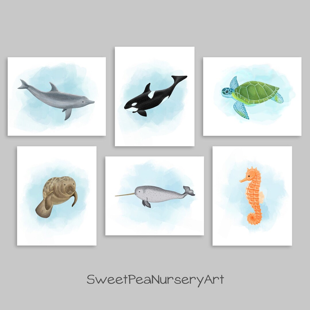 Watercolor Sea Creature Art Prints Nautical Animal Decor - Etsy