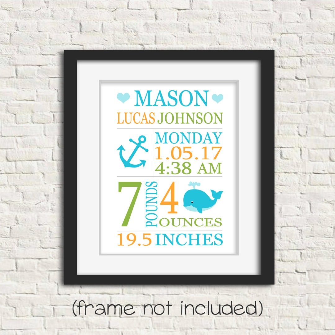 Custom Birth Stats Print, Baby Name Art, Personalized Baby Gift, Birth ...