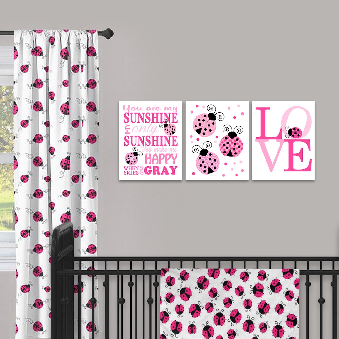 Ladybug Baby Decor, Ladybug Nursery, Baby Girl Prints, Pink Nursery Art ...