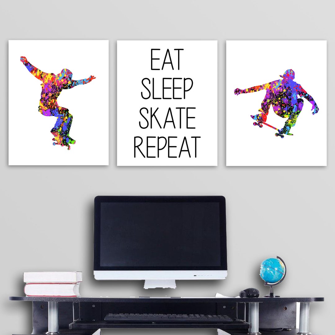 Skateboarding Wall Art Prints: Teen Boy Room Decor, Set of 3 - Etsy
