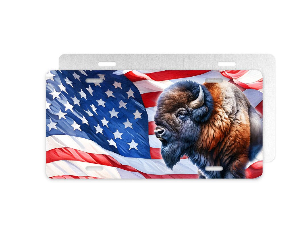 American Flag & Buffalo License Plate: Patriotic Car Tag - Etsy