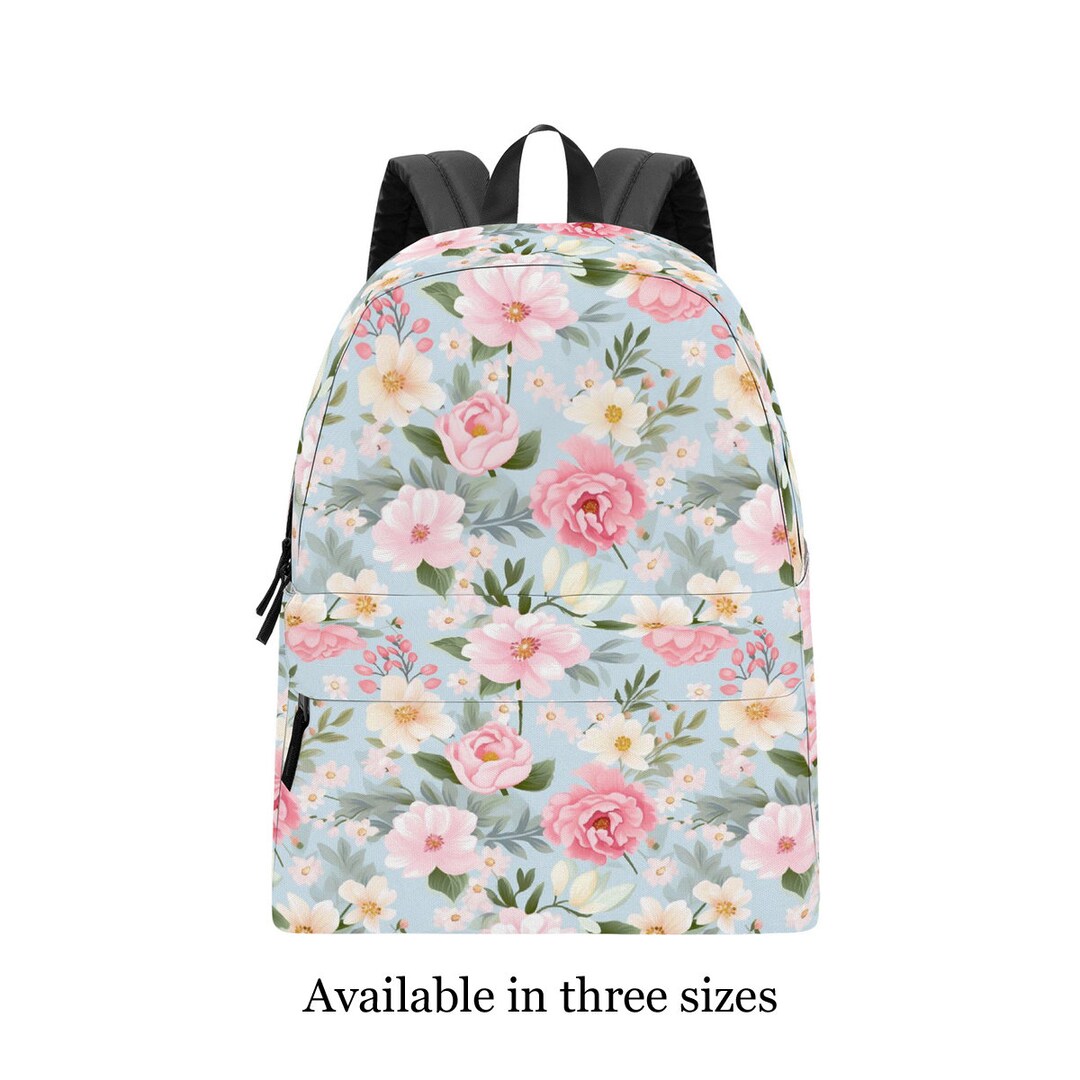 Floral Backpack, Pink and Blue Flower School Bag, Teen Girl Book Bag ...