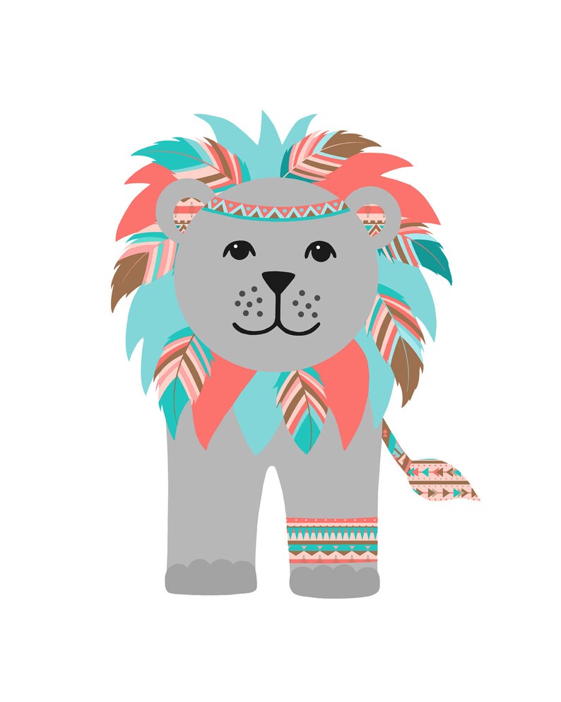 Tribal Zoo Decor Boho Style Zoo Animal Prints Set of 8 - Etsy