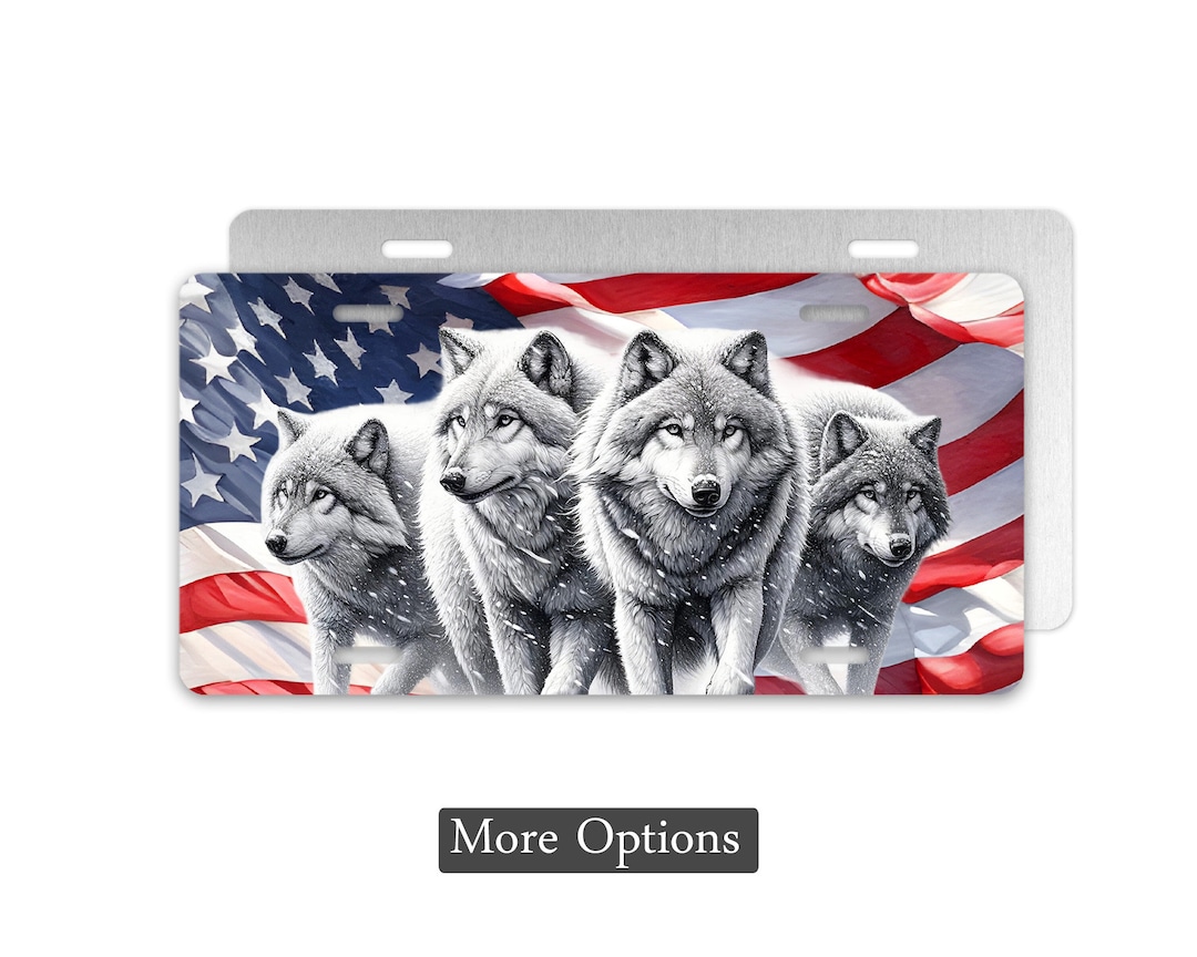 American Flag Wolf License Plate: Patriotic USA Car Tag - Etsy
