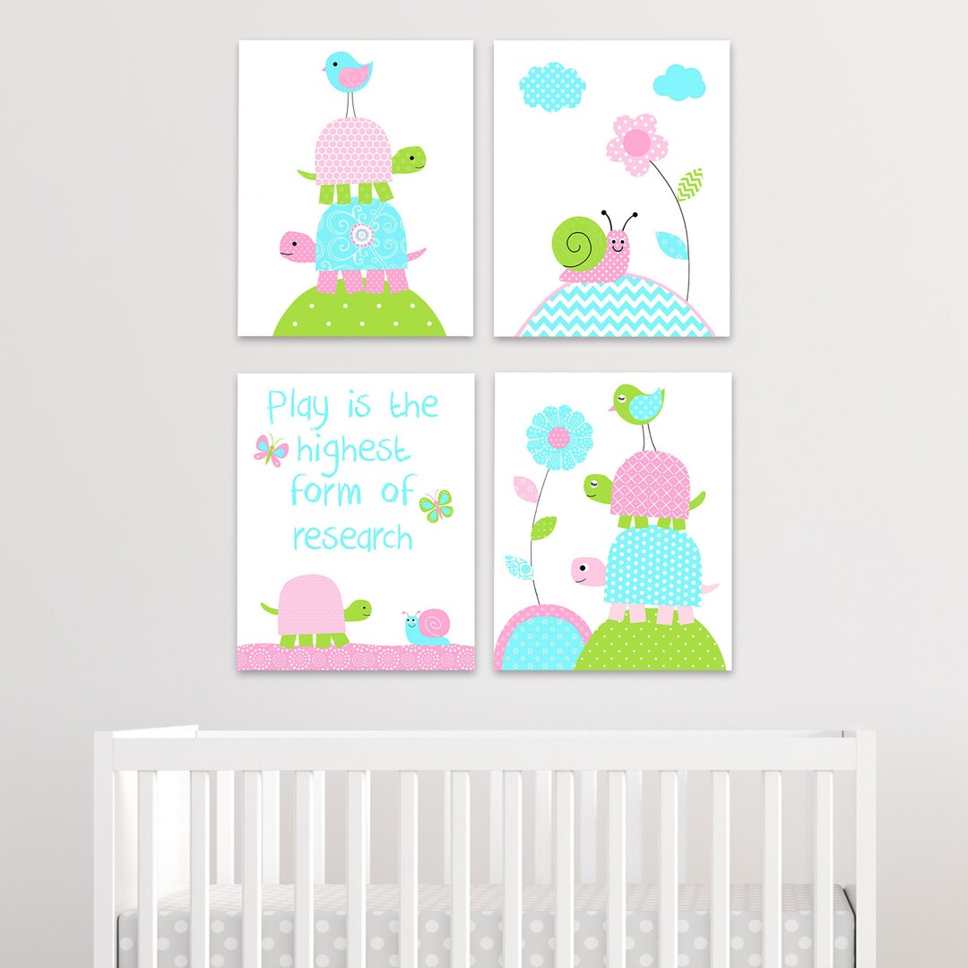 Turtle Baby Room, Playroom Decor, Baby Girl Wall Art, Girl Turtle ...
