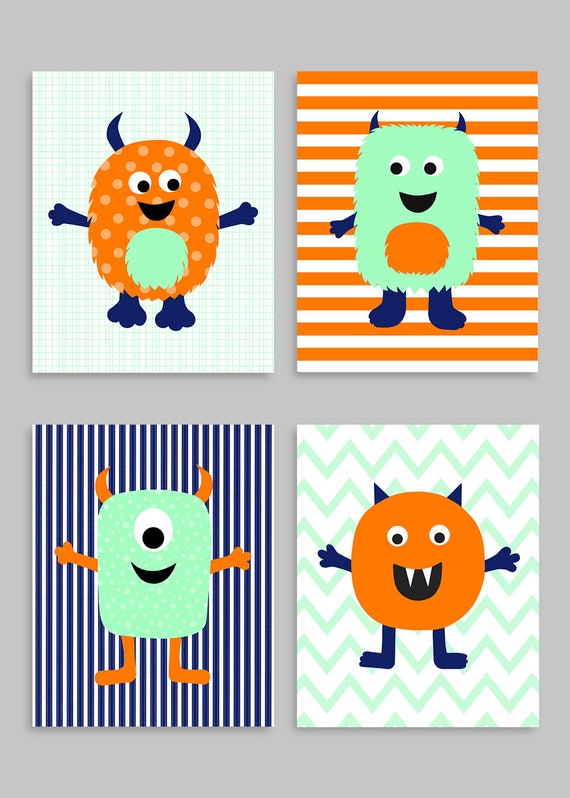 Monster Nursery Decor Monster Wall Art Silly Monster Prints | Etsy