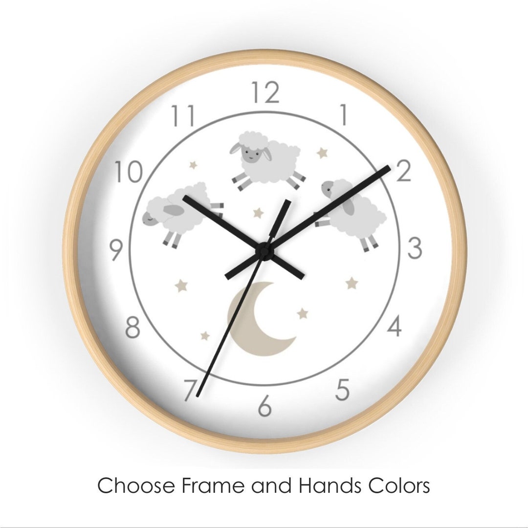 Lamb Nursery Wall Clock | Quiet Tick | Choose Frame & Hand Color ...