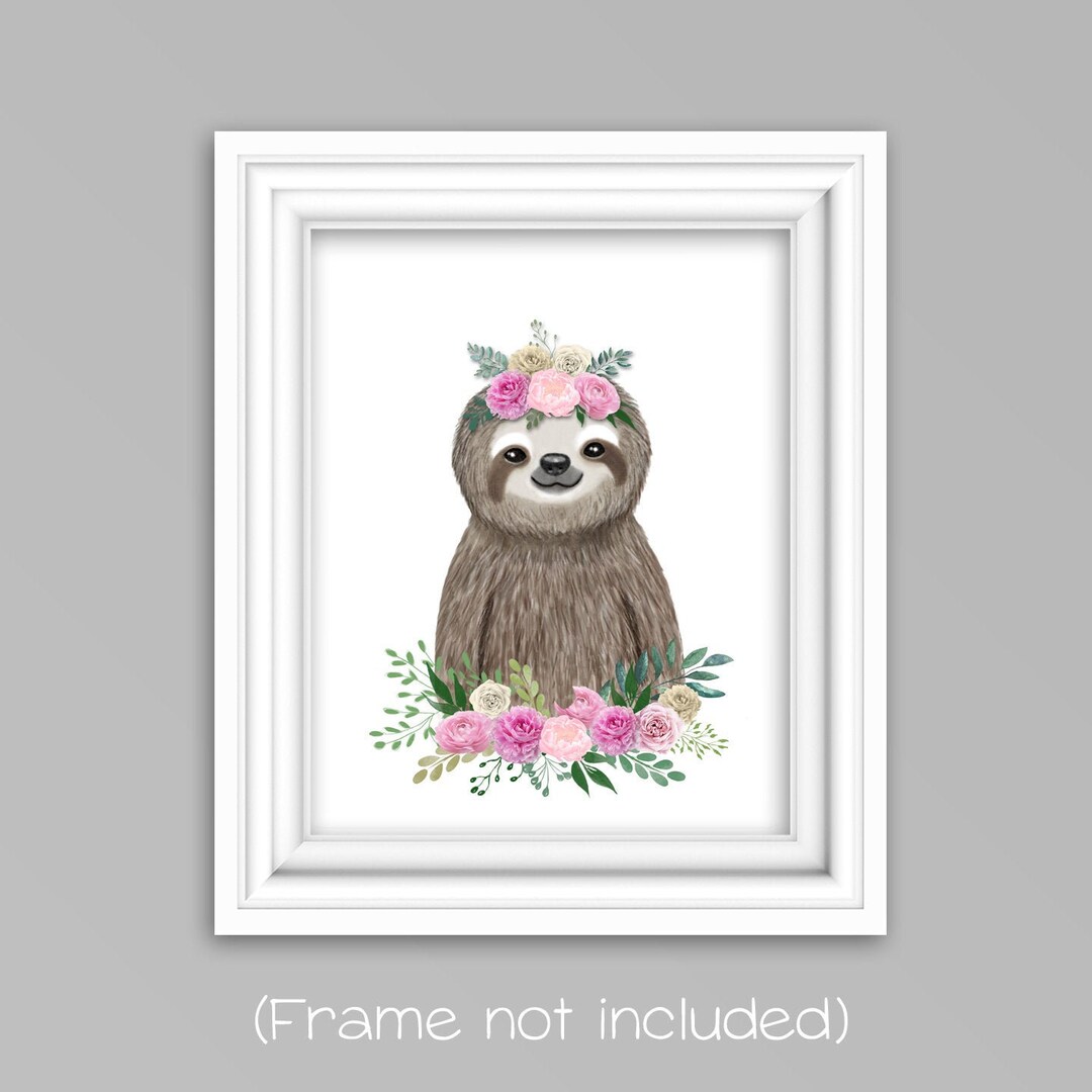 Boho Sloth Nursery Print, Boho Jungle Nursery, Baby Animal Nursery Art ...