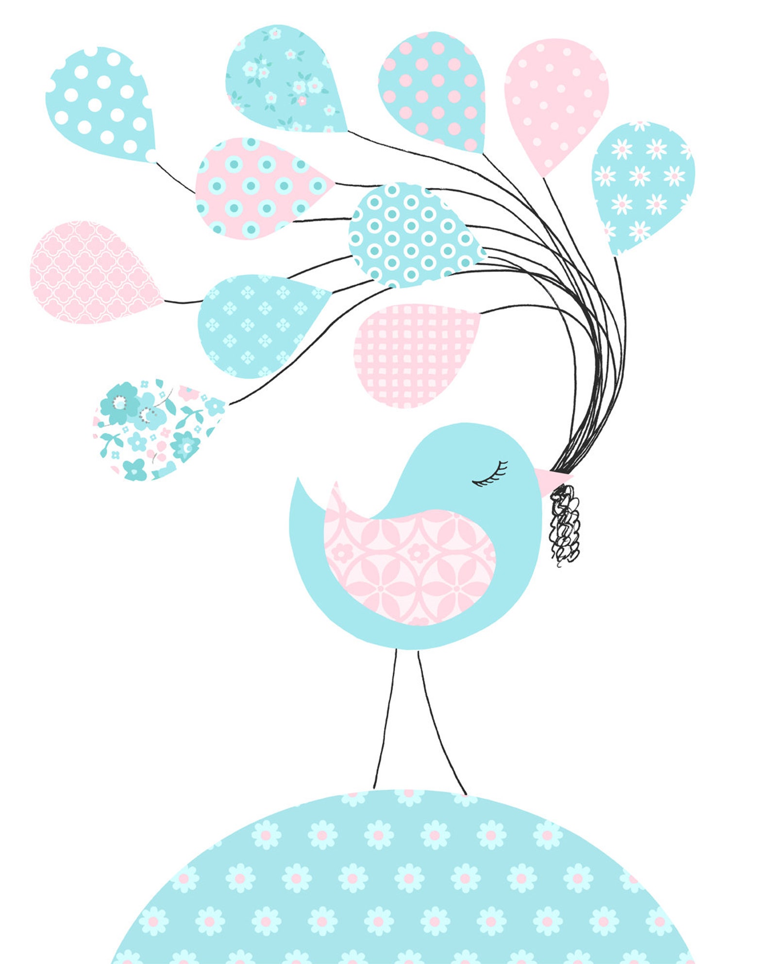 Baby Girl Decor Bird Nursery Art Aqua and Pink Nursery Baby | Etsy