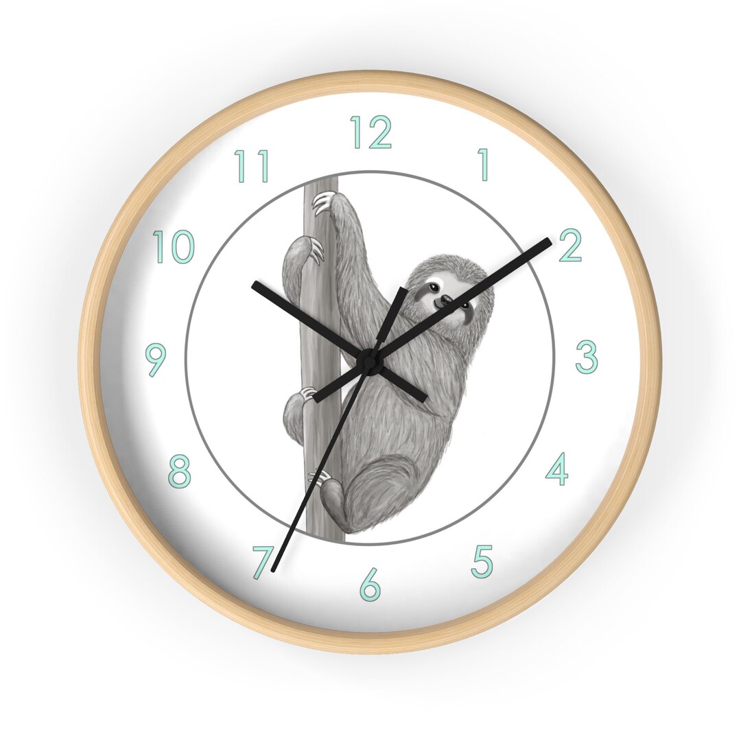Sloth Round Wall Clock Mint Sloth Decor Gender Neutral - Etsy
