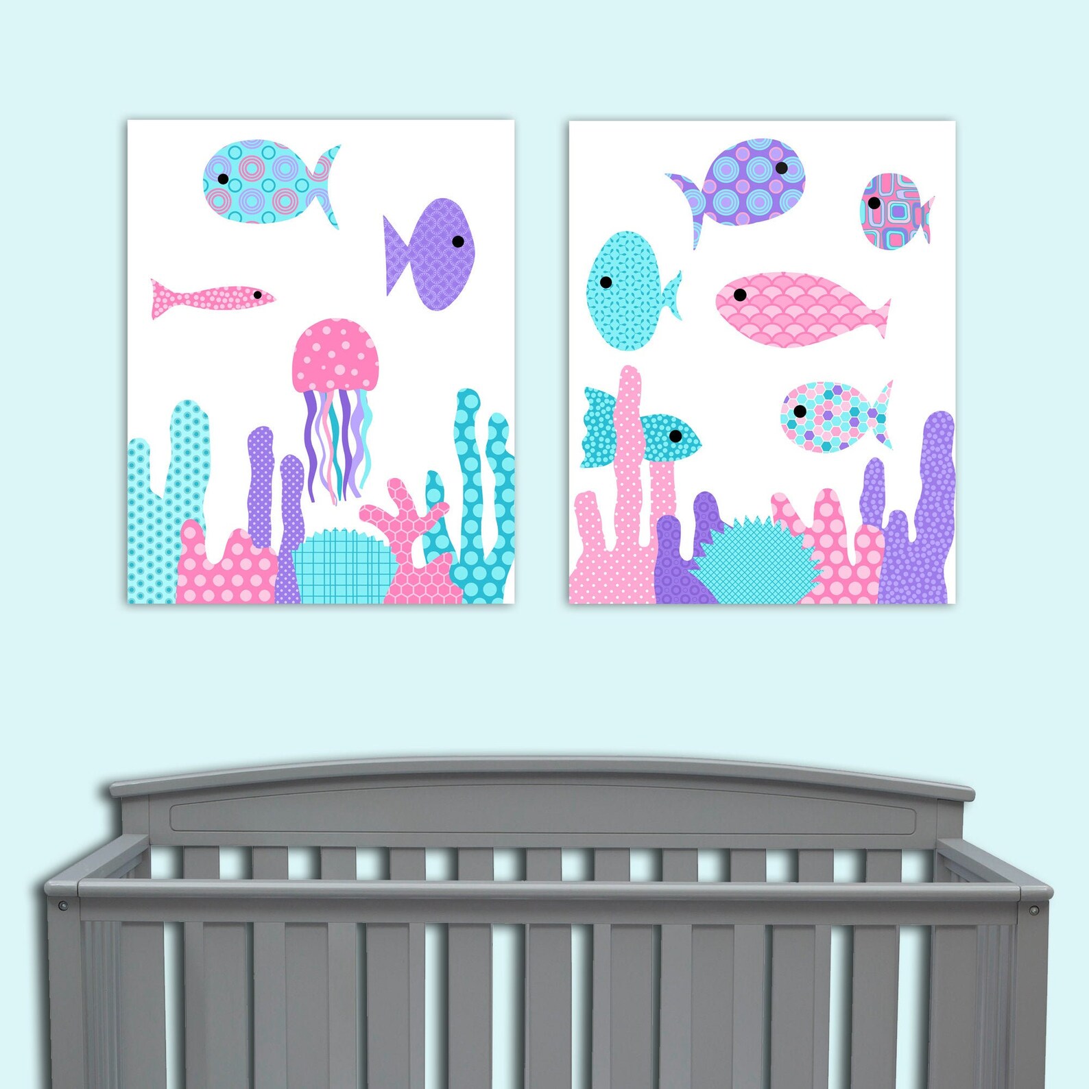 Fish Nursery Art Ocean Nursery Girls Nautical Nursery | Etsy