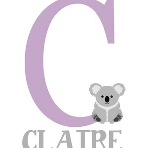 Koala Nursery, Koala Monogram, Baby Girl Monogram, Girl Name Print ...