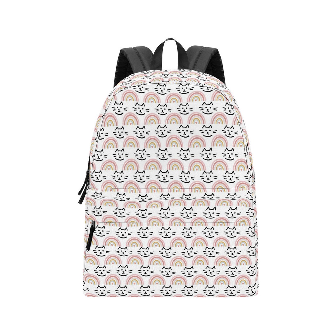 Classic Backpack With Cat Faces and Rainbows, School Bag, Interior ...