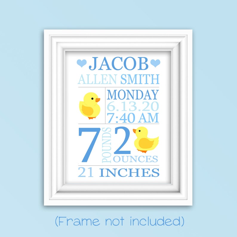 Duck Birth Stats Print Birth Details Wall Art Duckling Birth - Etsy