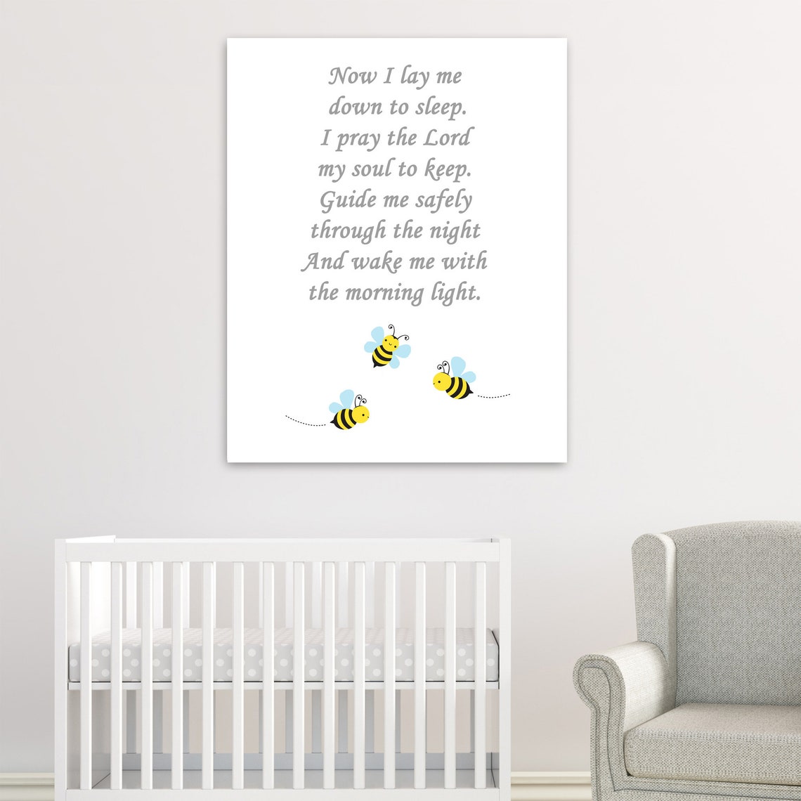 Bumble Bee Nursery Print Bedtime Prayer Print Bee Nursery | Etsy