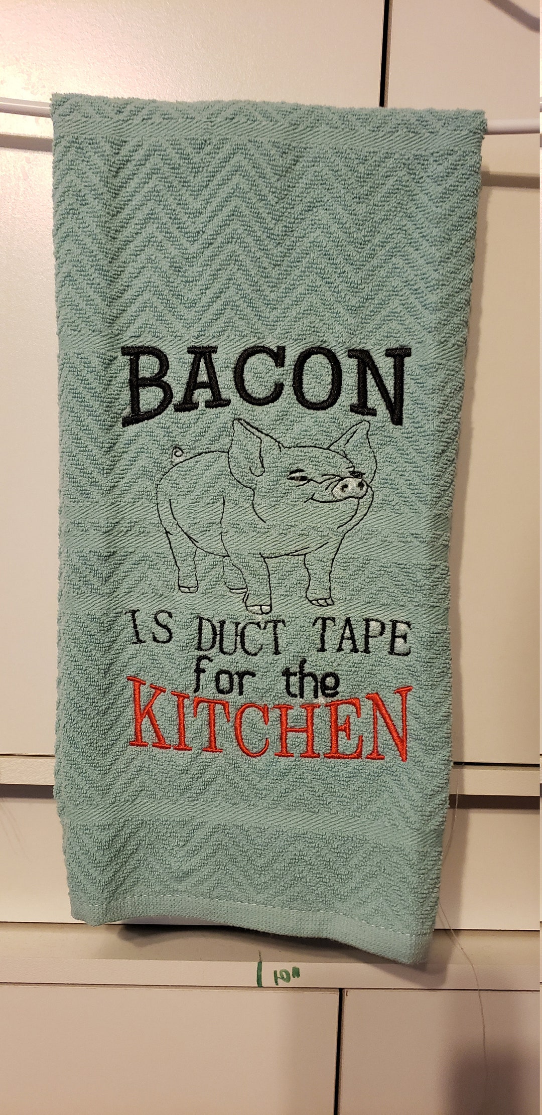 Embroidered Bacon Kitchen Towel, Bacon Lover, Bacon Gifts, Pig Lover ...