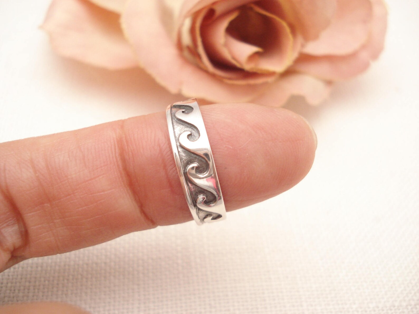 Personalized Sterling Silver Wave Band...custom Engravable - Etsy