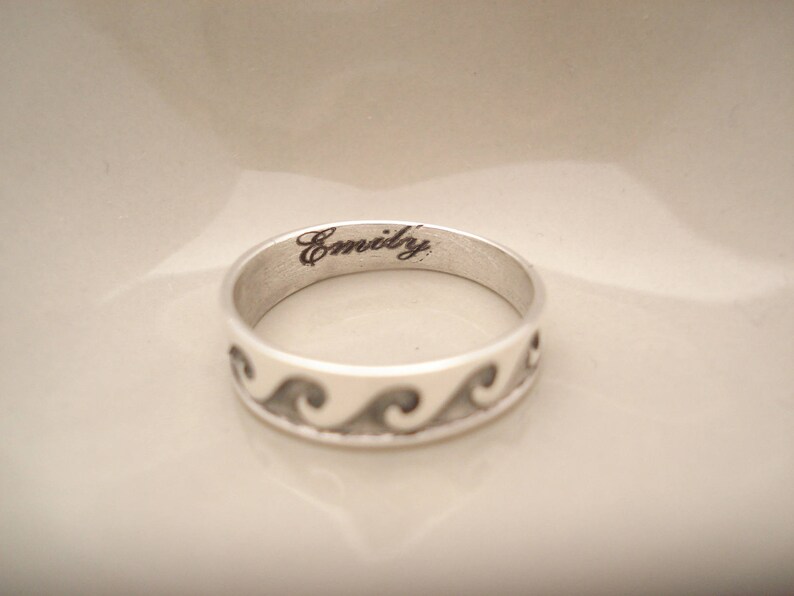 Personalized Sterling Silver Wave Band...custom Engravable | Etsy