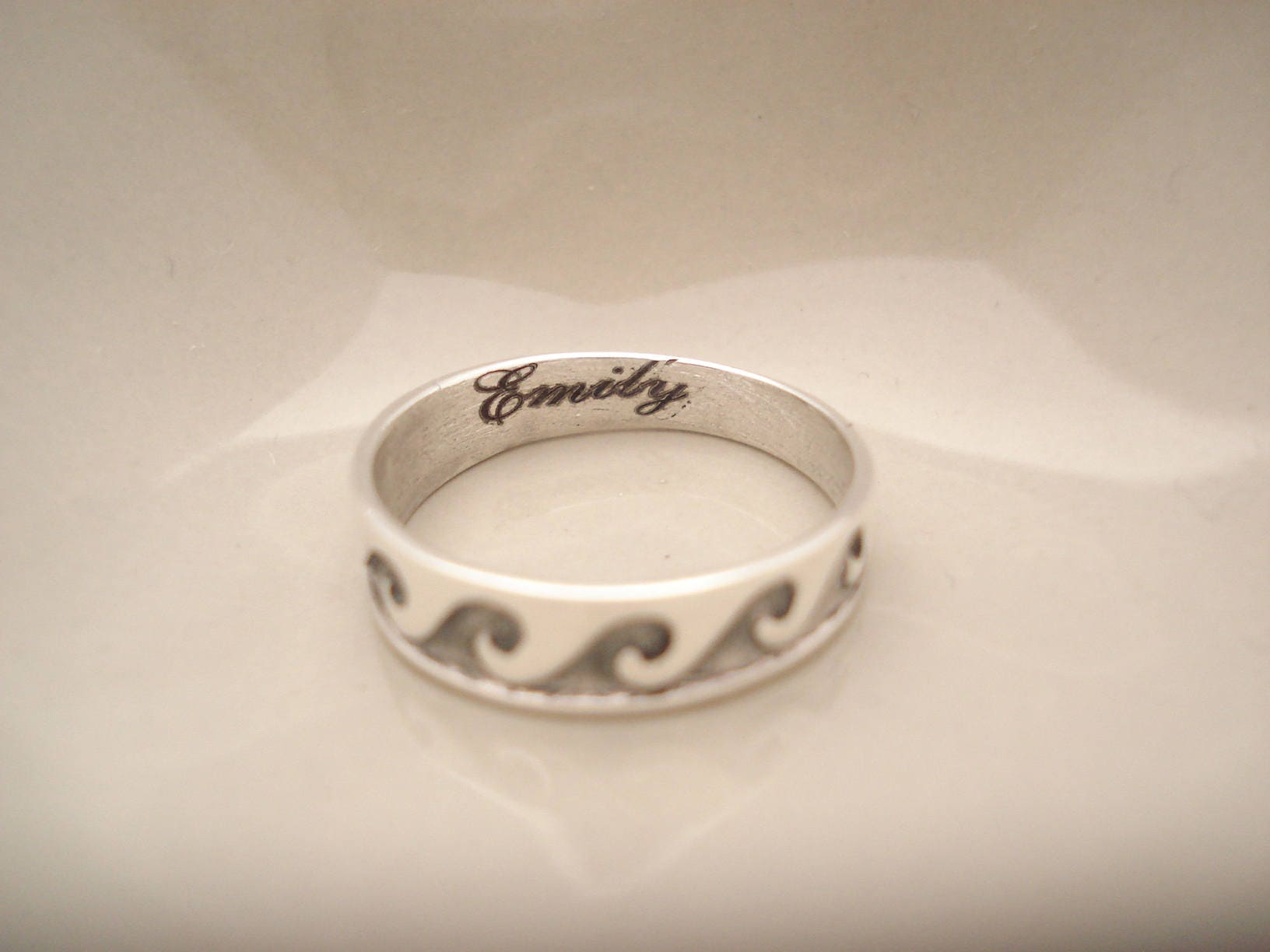 Personalized Sterling Silver Wave Band...custom Engravable | Etsy