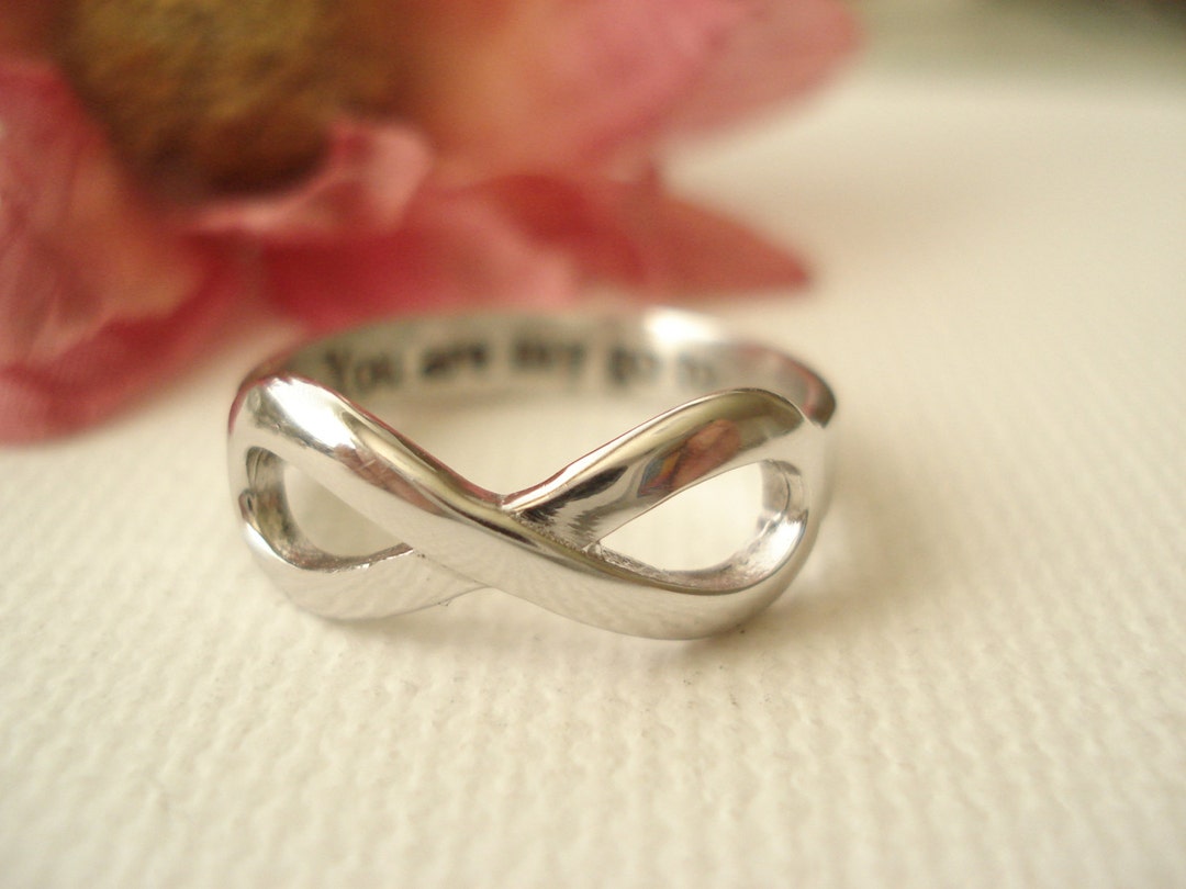 Personalized Sterling Silver Infinity Ring, Custom Engraved Ring ...