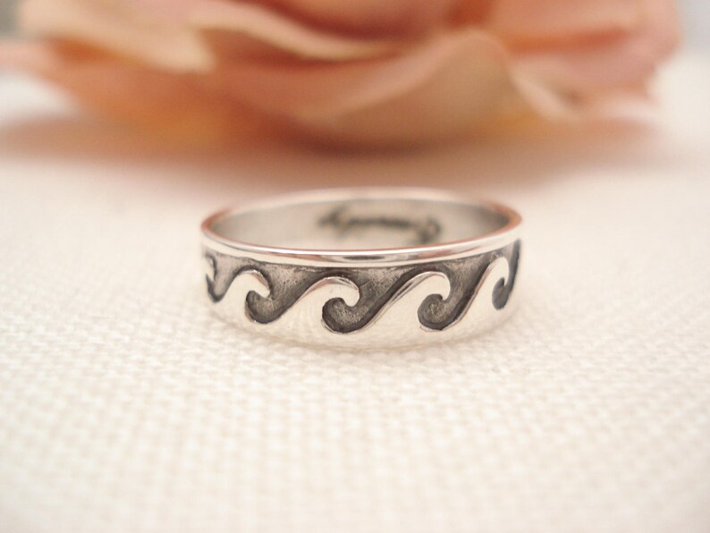 Personalized Sterling Silver Wave Band...custom Engravable - Etsy